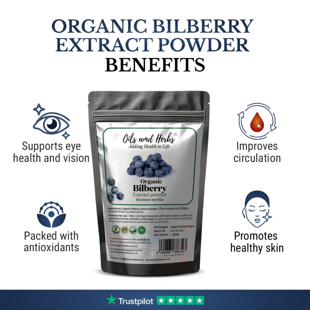 Buy Organic Bilberry Extract Powder - 25% Anthocyanin - UK
