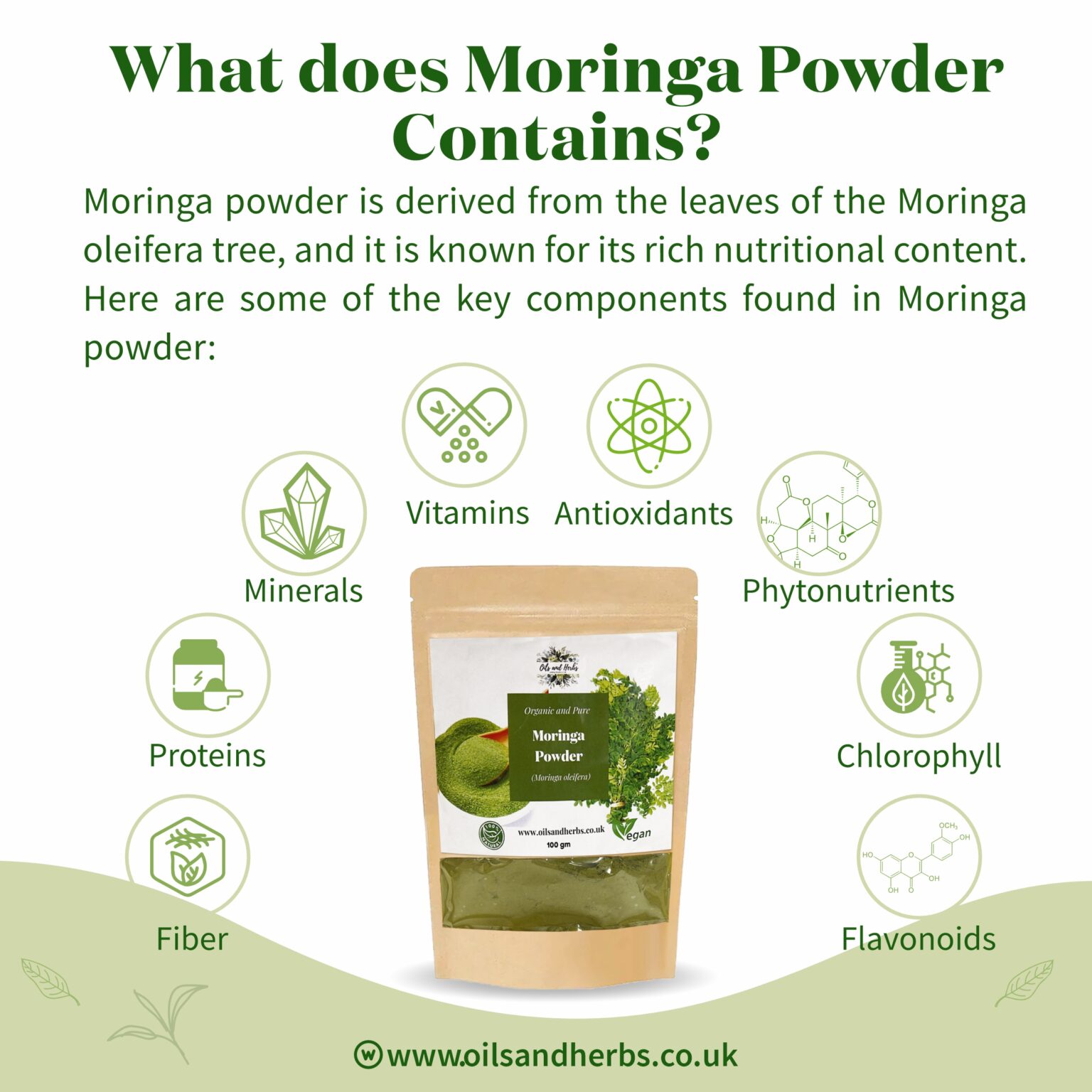 Green Moringa Powder-100% Natural and Organic – Oils and Herbs UK