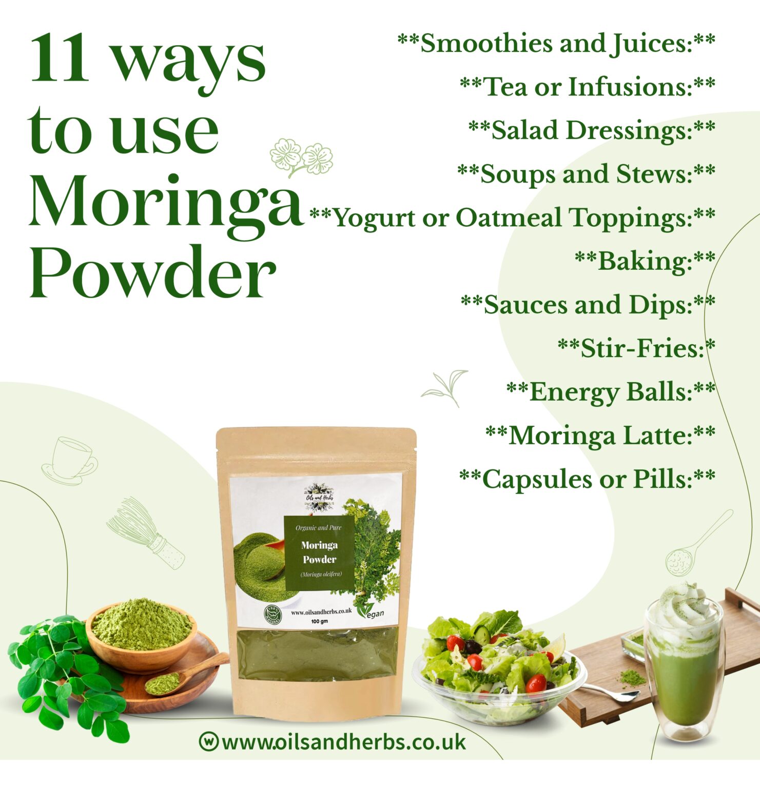 Green Moringa Powder-100% Natural and Organic