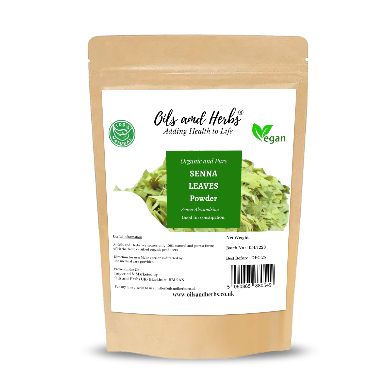 Buy 100% Pure Organic Senna Leaves Powder in UK - Oils and Herbs